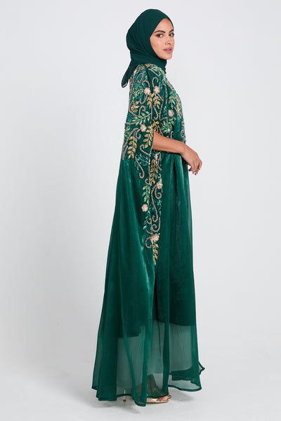 Luxury Bejewelled Cape - Emerald – AbayaButh