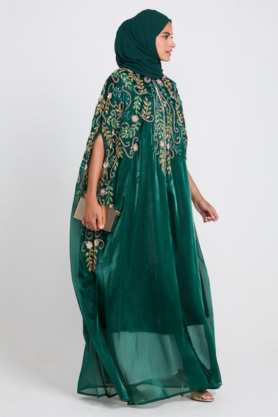 Luxury Bejewelled Cape - Emerald – AbayaButh
