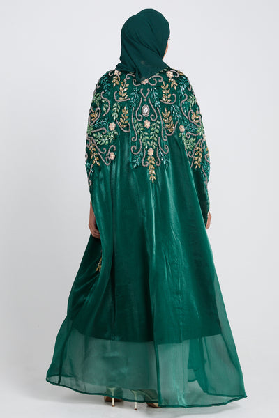 Luxury Bejewelled Cape - Emerald – AbayaButh
