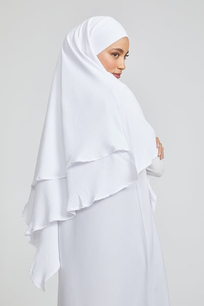 Two Layer Khimar - White – AbayaButh