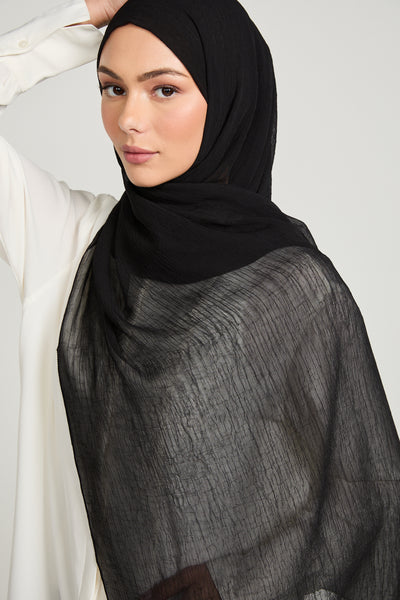 Luxury Soft Crush Hijab - Black – AbayaButh