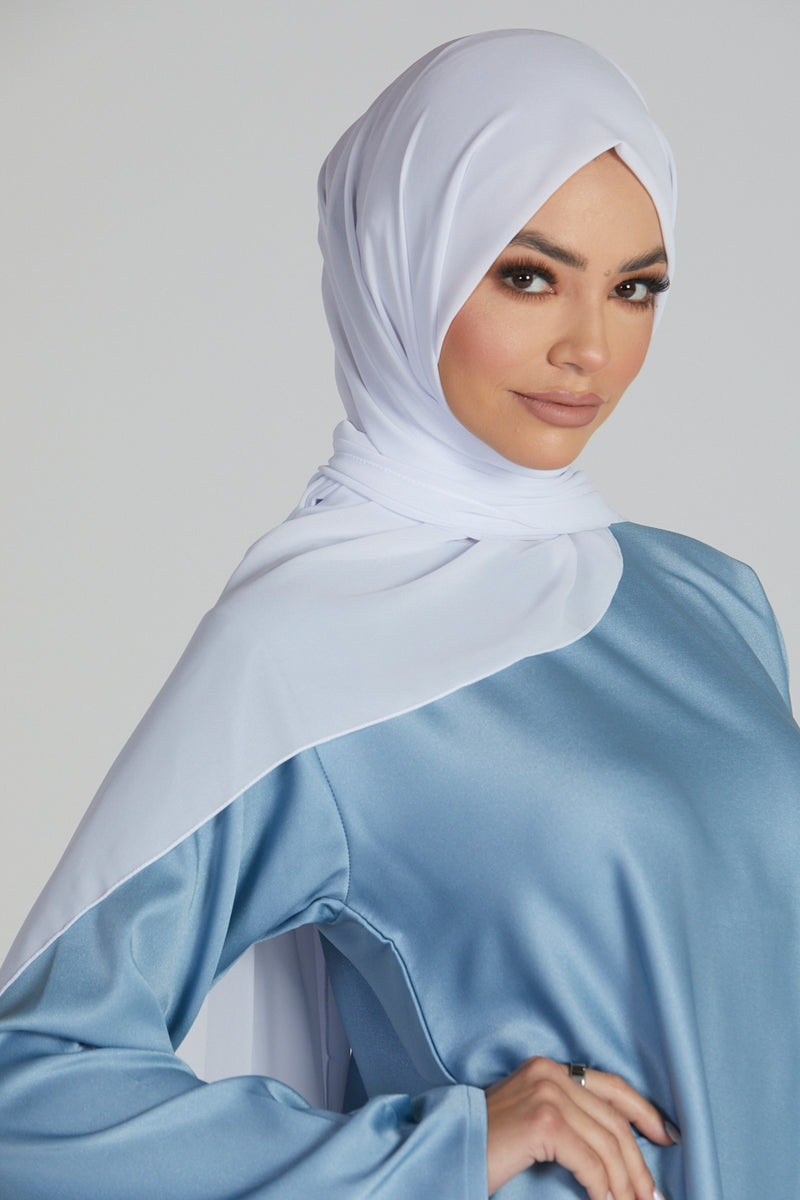 White Chiffon Hijab - Pure White Luxury Georgette Hijab