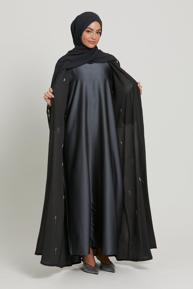 Premium Satin Inner Slip Dress - Dark Shadow