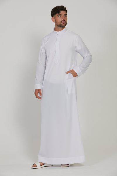 Men's Royal Kuwaiti Thobe - White – AbayaButh