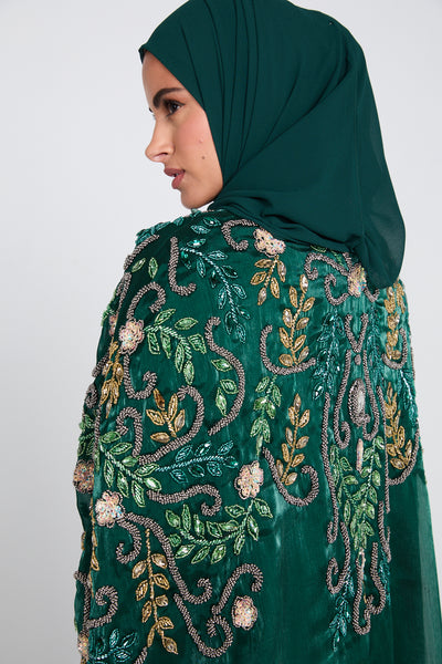 Luxury Bejewelled Cape - Emerald – AbayaButh