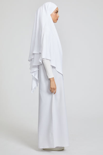 Two Layer Khimar - White – AbayaButh