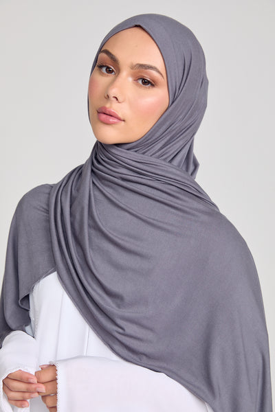 Charcoal Jersey Hijab - Dark Grey Hijab In Viscose & Lycra – AbayaButh