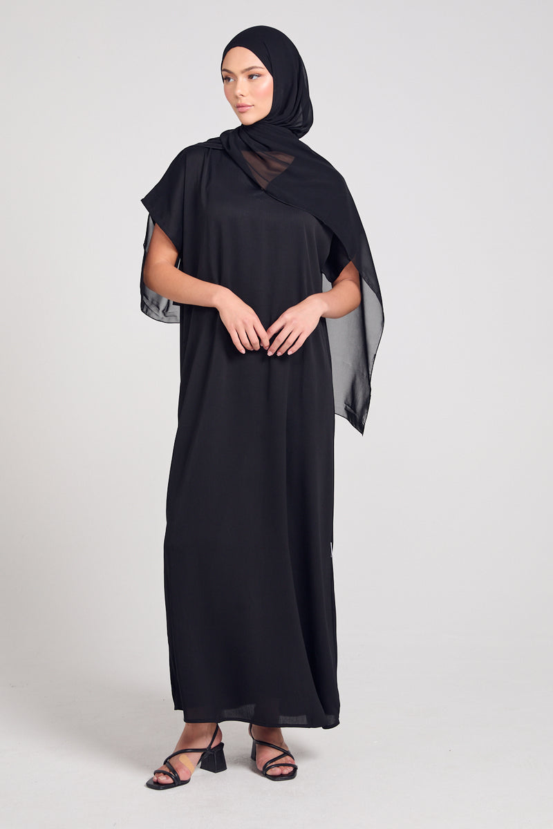 Black Abaya Slip Dress - Premium Textured Inner Slip Dress