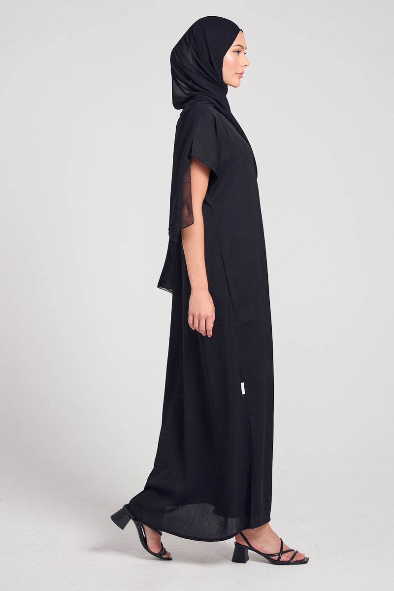 Black Abaya Slip Dress - Premium Textured Inner Slip Dress