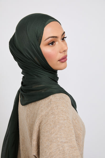 Premium Modal Matt Hijab - Deep Forest 100% Modal Hijab – AbayaButh