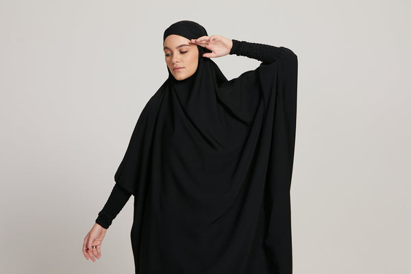 Premium Two Piece Jilbab/ Prayer Set With Pockets - Black – AbayaButh