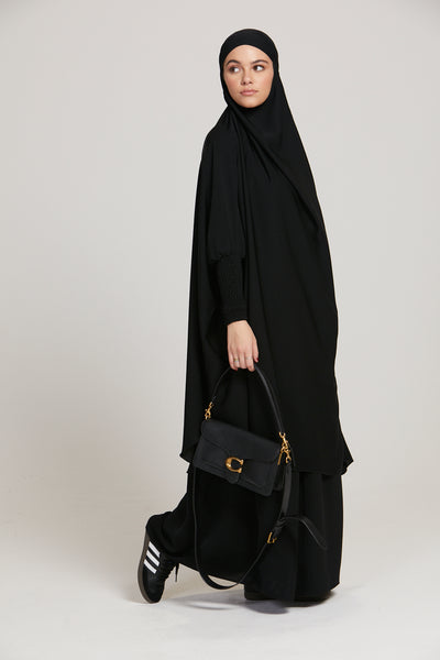 Premium Two Piece Jilbab/ Prayer Set With Pockets - Black – AbayaButh