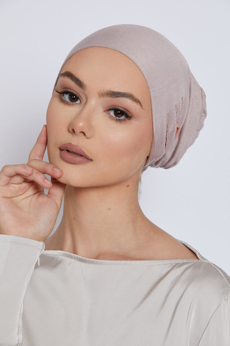 Slit Tie Back Hijab Caps With Ear Slits for Added Comfort